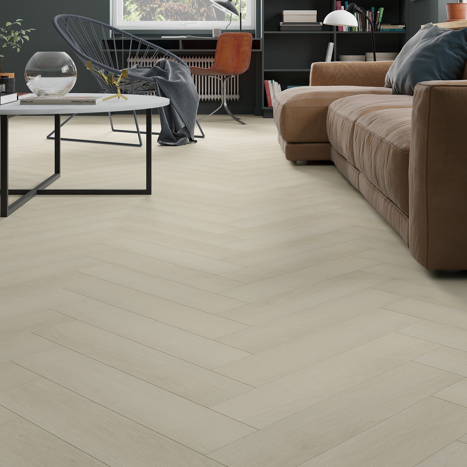 Soft Ash Herringbone Water Resistant Laminate Flooring