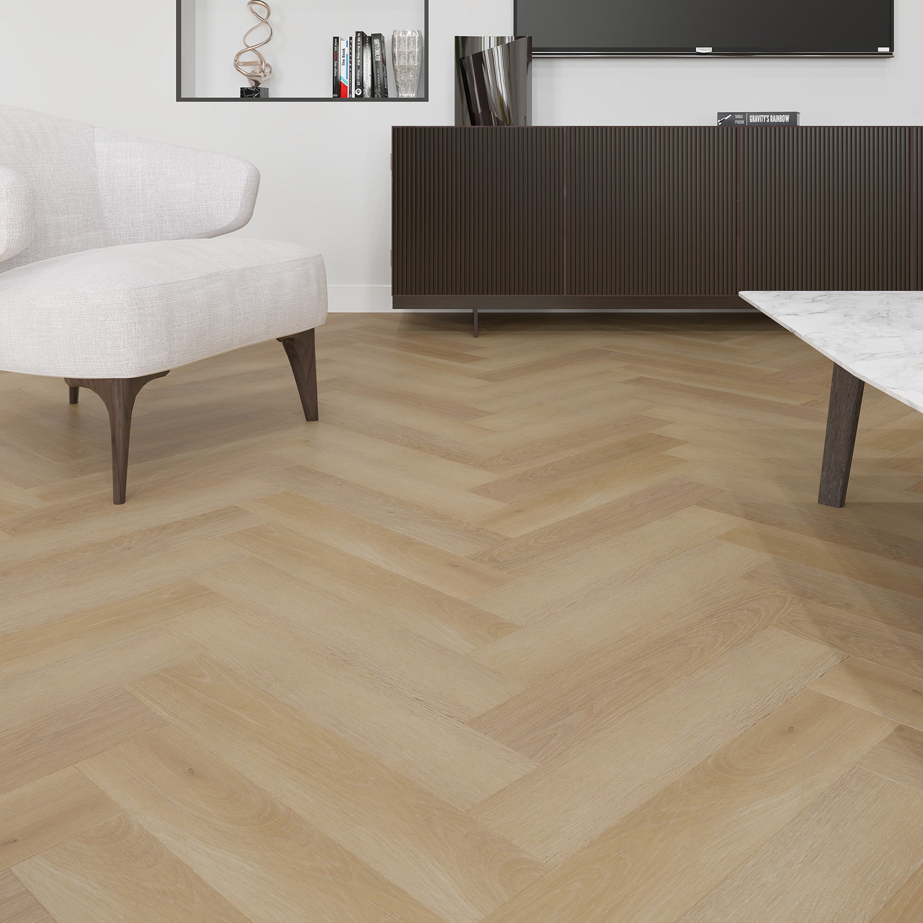 Warm Sand Oak 10mm Herringbone Water Resistant Laminate Flooring
