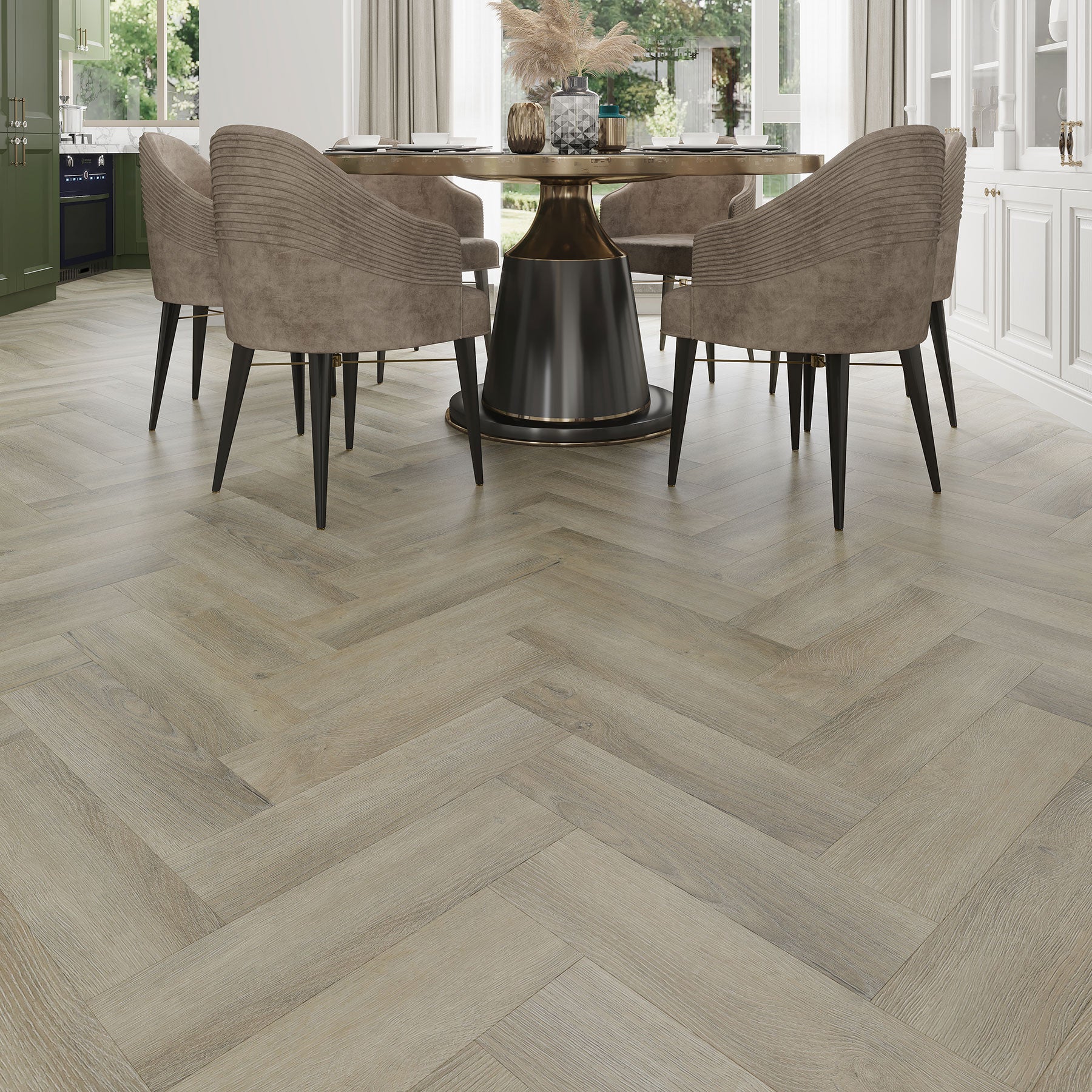 Cloud Cover Herringbone Waterproof Luxury Vinyl Flooring