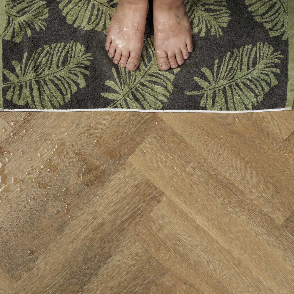 Golden Oak Herringbone Waterproof Luxury Vinyl Flooring