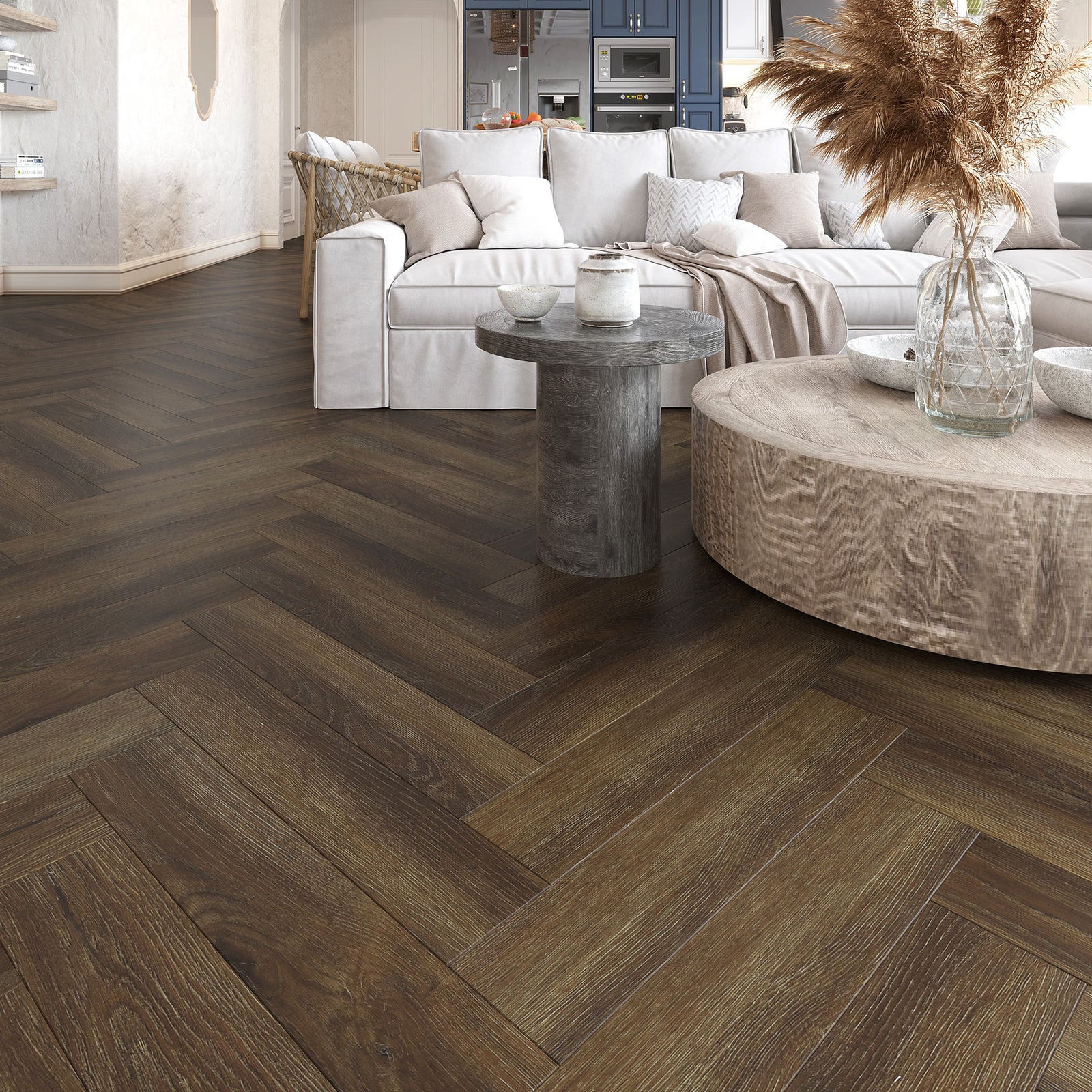 Chocolate Pine Herringbone Waterproof Luxury Vinyl Flooring